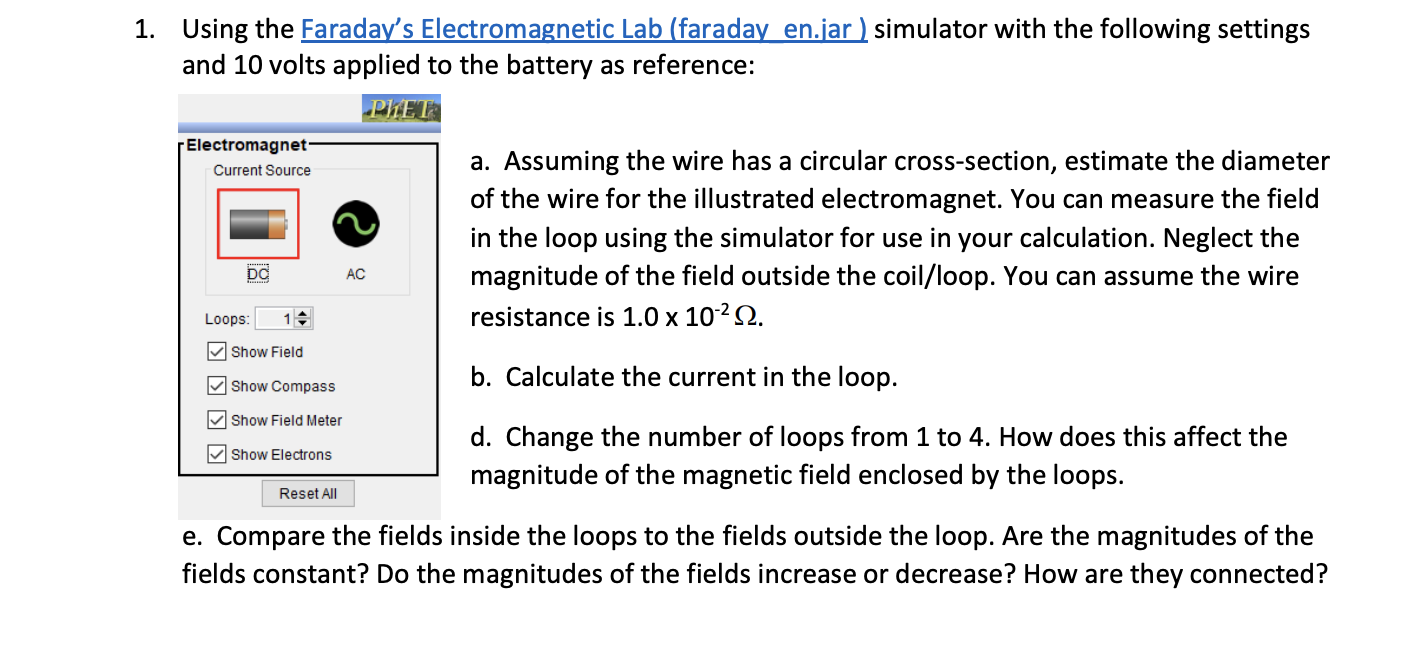 Solved 1 Using The Faradays Electromagnetic Lab Faraday