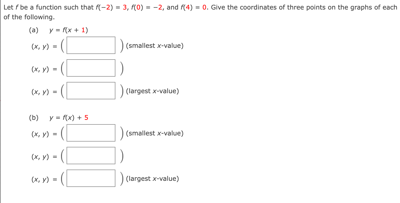 Solved Let f ﻿be a function such that f(-2)=3,f(0)=-2, ﻿and | Chegg.com