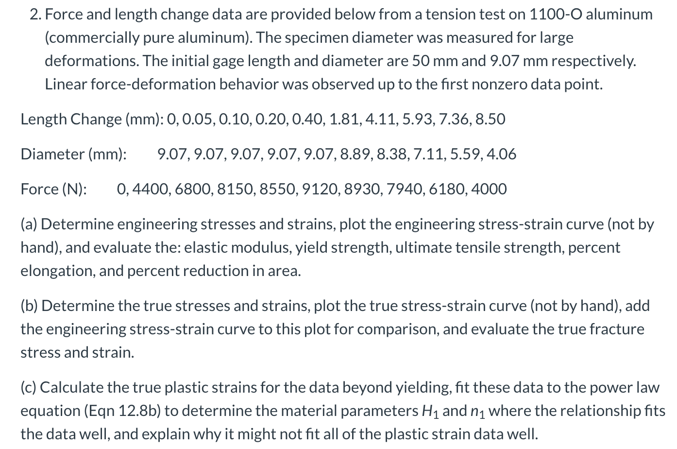 2. Force and length change data are provided below | Chegg.com
