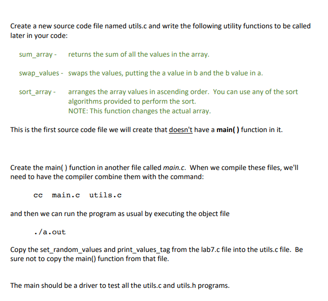 Solved STEP ONE For this lab we'll create some "utility | Chegg.com