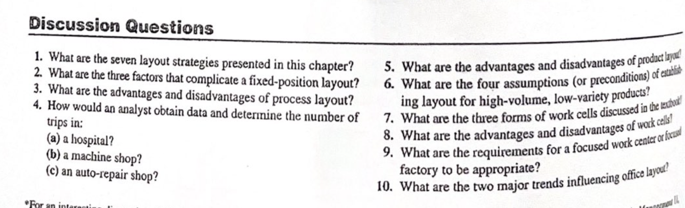 Solved Discussion QuestionsWhat are the seven layout | Chegg.com