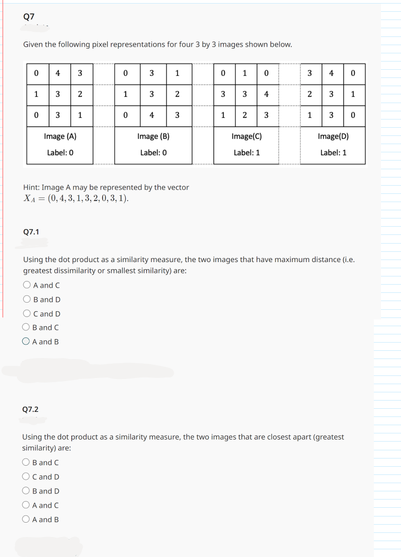Solved Given the following pixel representations for four 3 | Chegg.com