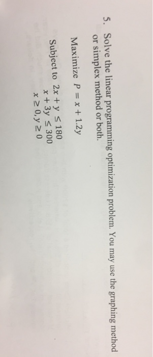 Solved 5. Solve the linear programming optimization problem. | Chegg.com