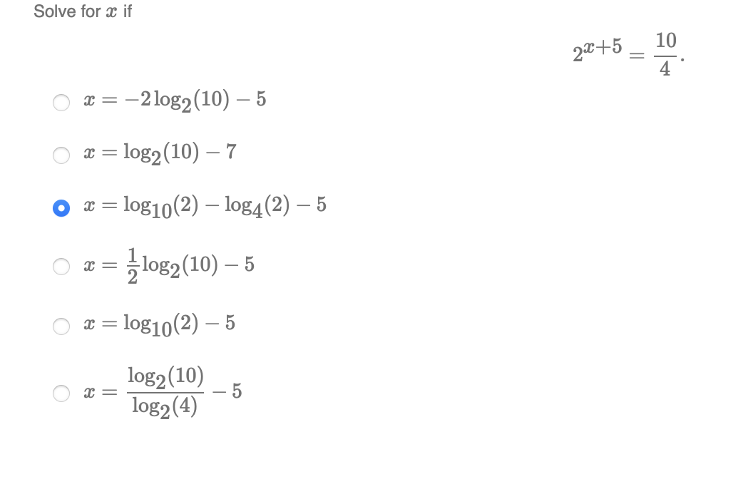 Solved Solve for x if 2x+5=410 | Chegg.com