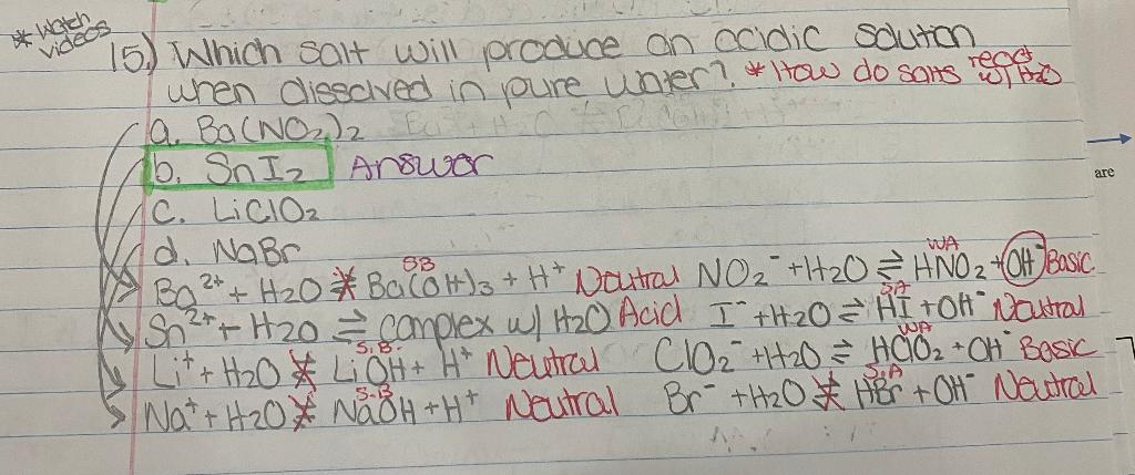 Solved How do salts react with H20? Can someone go into | Chegg.com