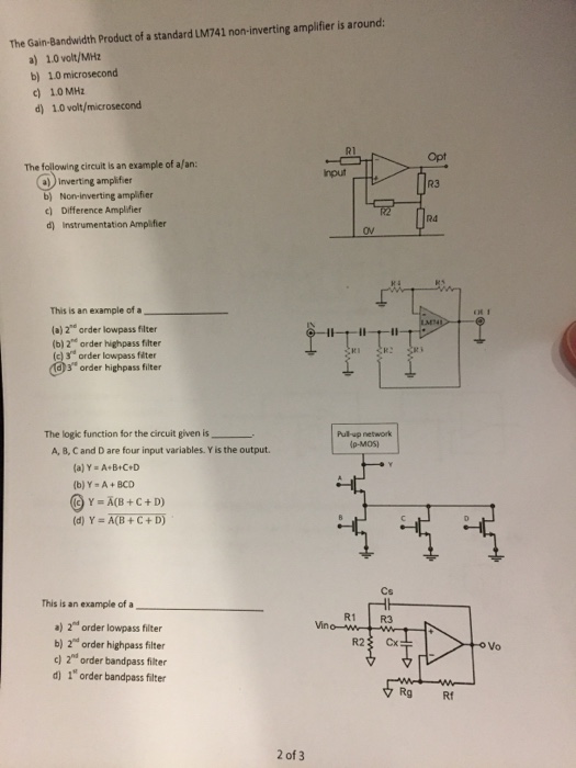 Solved The Gain Bandwidth product of a standard LM741 | Chegg.com