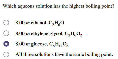 Solved Which aqueous solution has the highest boiling point? | Chegg.com