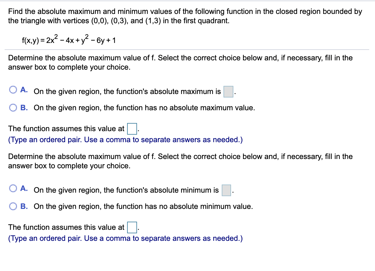 Solved Find the absolute maximum and minimum values of the | Chegg.com