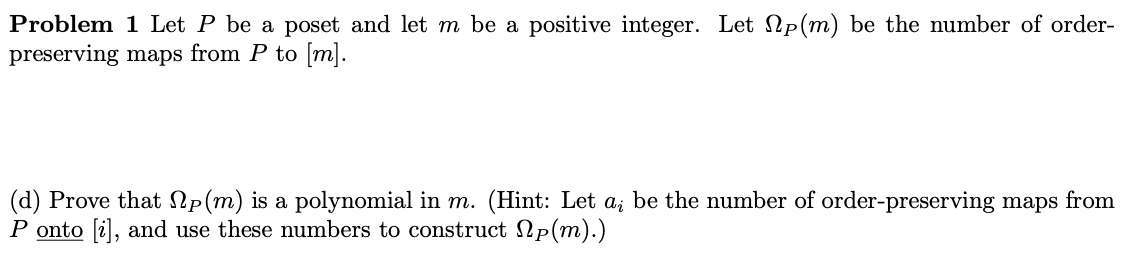 Problem 1 Let P be a poset and let m be a positive | Chegg.com