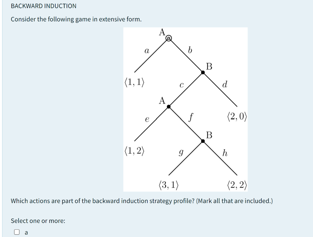 Solved BACKWARD INDUCTION Consider the following game in | Chegg.com