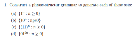 Solved 1. Construct a phrase-structur grammar to generate | Chegg.com