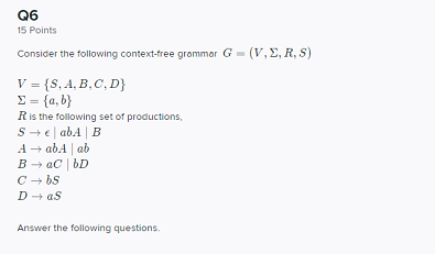 Solved Q6 15 Points Consider the following context-free | Chegg.com