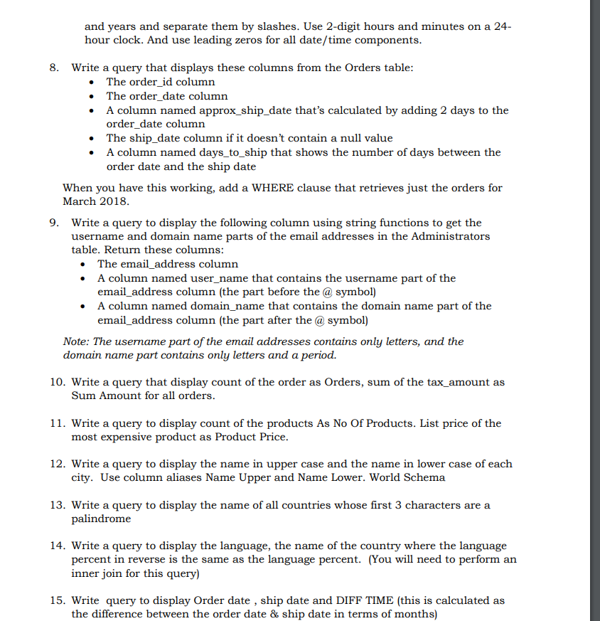 Solved For MySQL: I am working on a current assignment and | Chegg.com