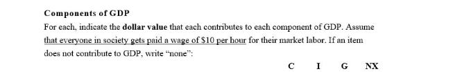 Components of GDP For each indicate the dollar value | Chegg.com