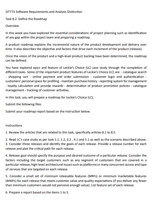 Solved SIT773 Software Requirements and Analysis Distinction | Chegg.com