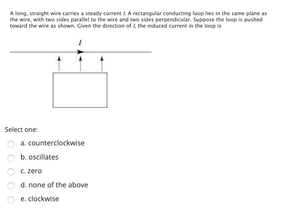 Solved A long, straight wire carries a steady current I. A | Chegg.com