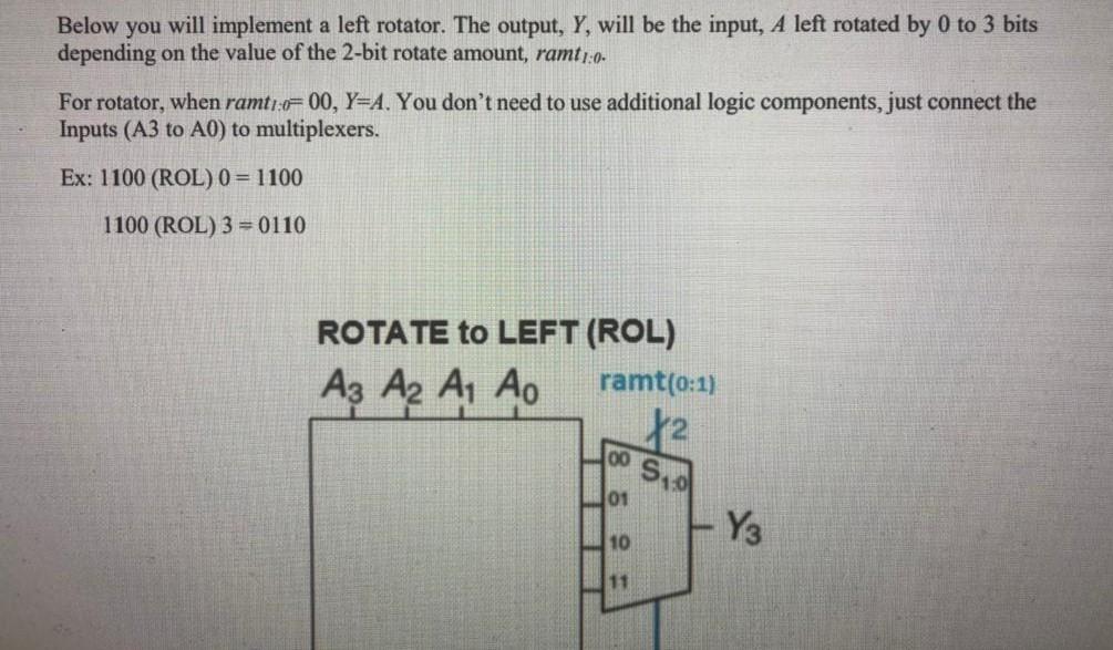 Solved Below you will implement a left rotator. The output, | Chegg.com