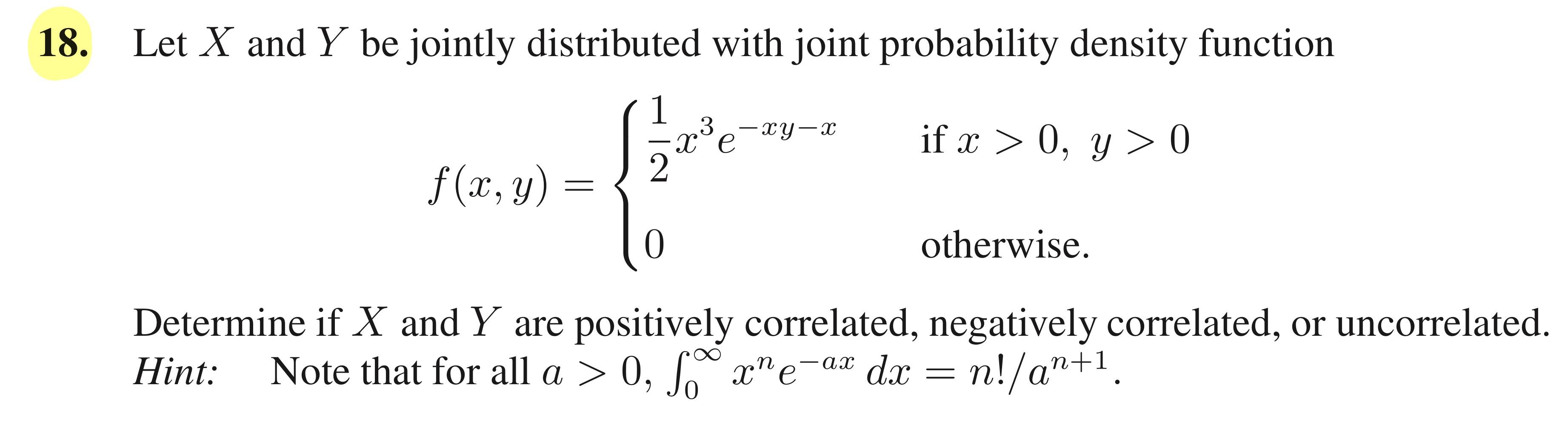 Solved 18. Let X and Y be jointly distributed with joint | Chegg.com