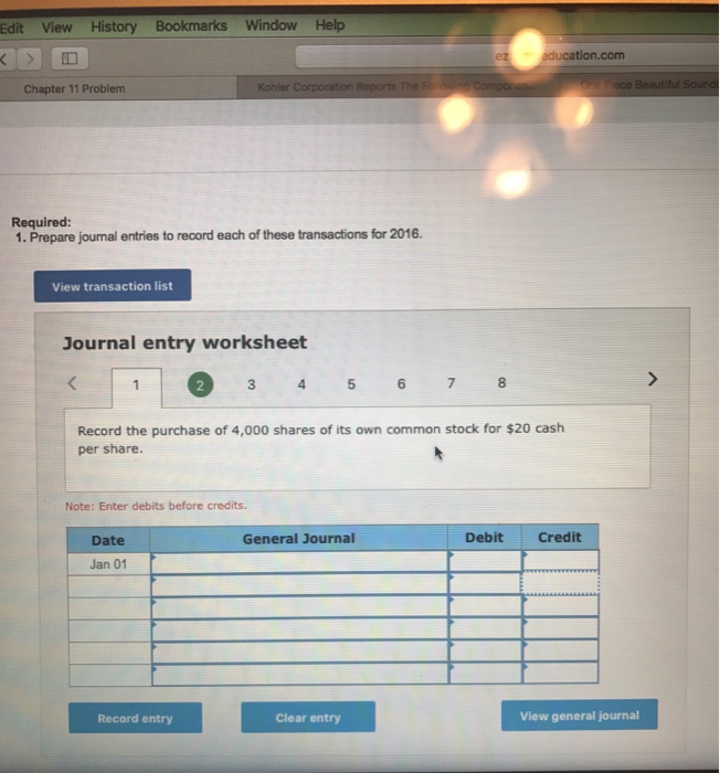 Solved Edit View History Bookmarks Window Help ezto. | Chegg.com