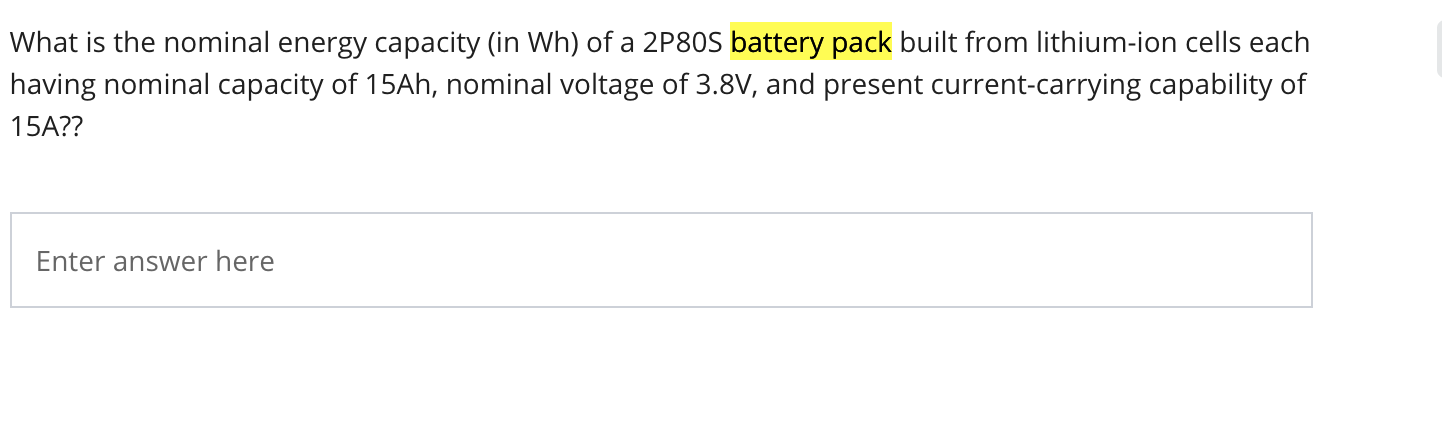 Solved What is the nominal energy capacity (in Wh) of a | Chegg.com