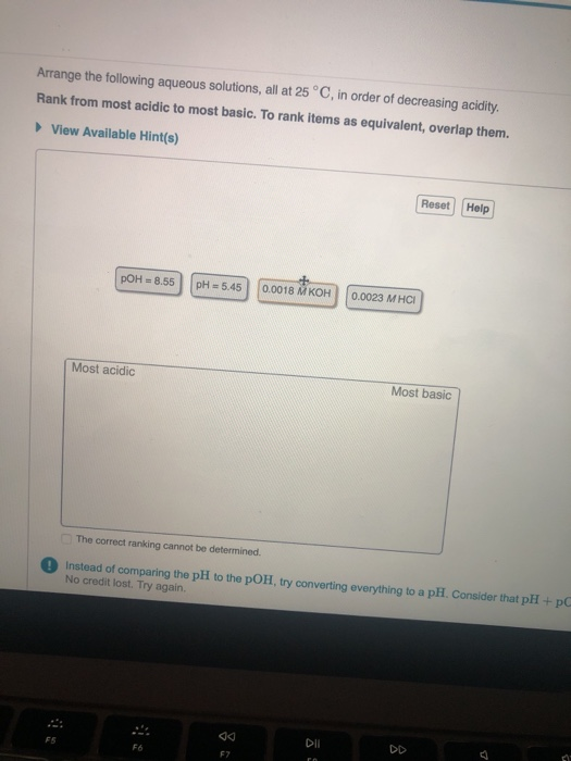 Solved Arrange the following aqueous solutions, all at 25 C, | Chegg.com