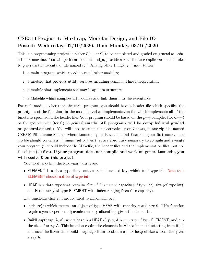 Solved Cse310 Project 1 Maxheap Modular Design And File 1314