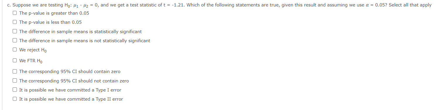 Solved We reject H0 We FTR H0 The p-value is greater than | Chegg.com