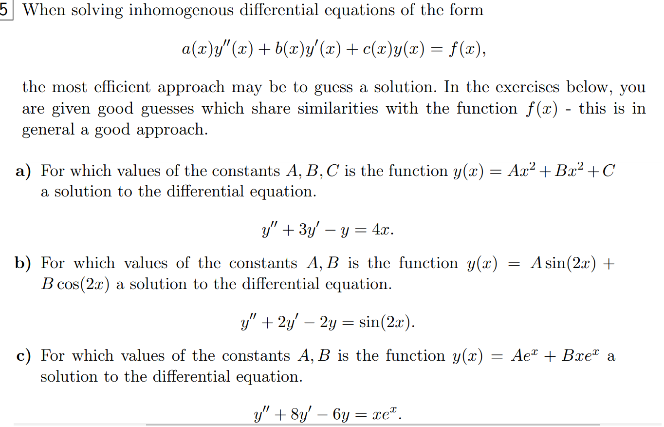 Solved When solving inhomogenous differential equations of | Chegg.com