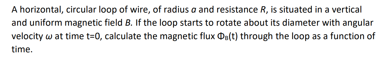 Solved A horizontal, circular loop of wire, of radius a and | Chegg.com