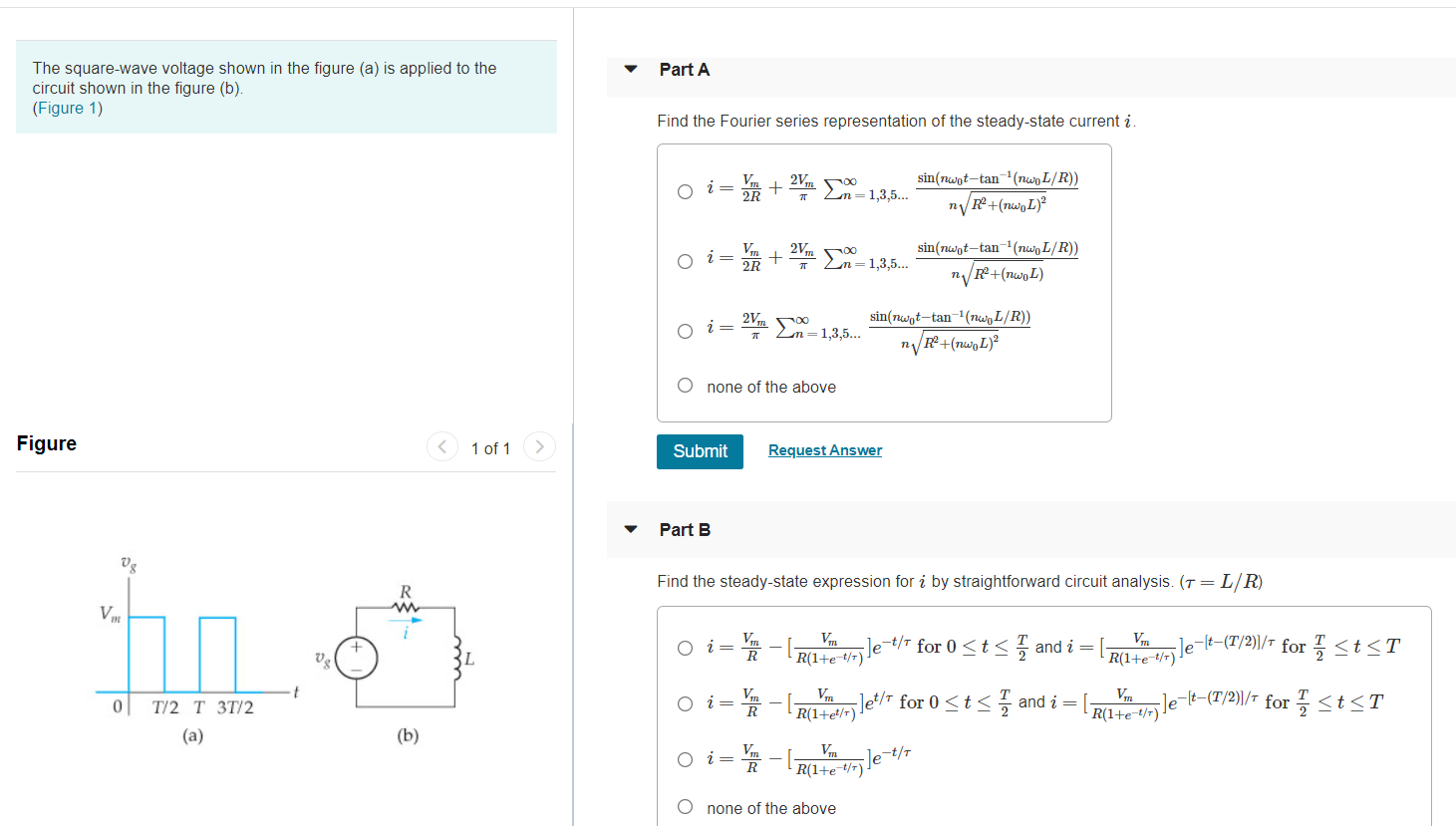 Solved Part A The square-wave voltage shown in the figure | Chegg.com