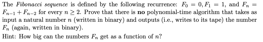 Solved The Fibonacci sequence is defined by the following | Chegg.com