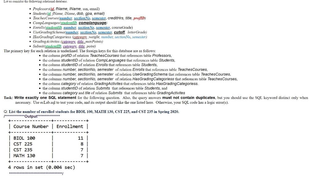 Solved - Professors(id, fName, IName, ssn, email) - | Chegg.com