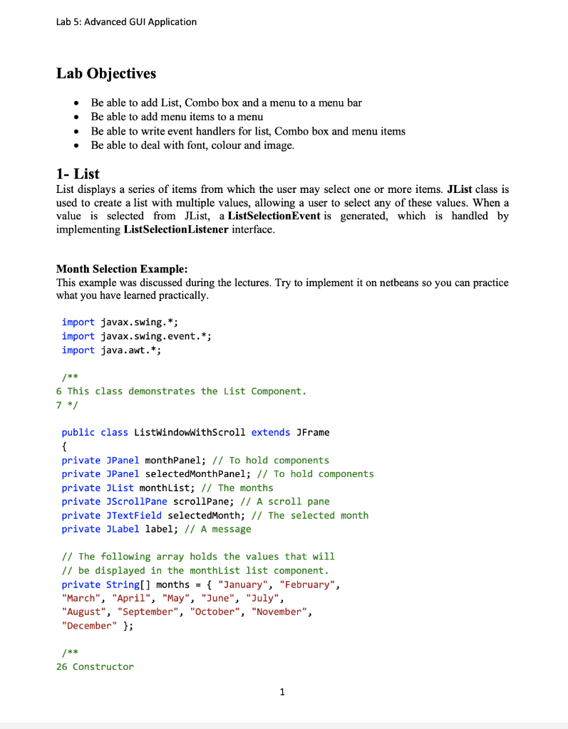 Lab 5: Advanced GUI Application Lab Objectives - Be | Chegg.com