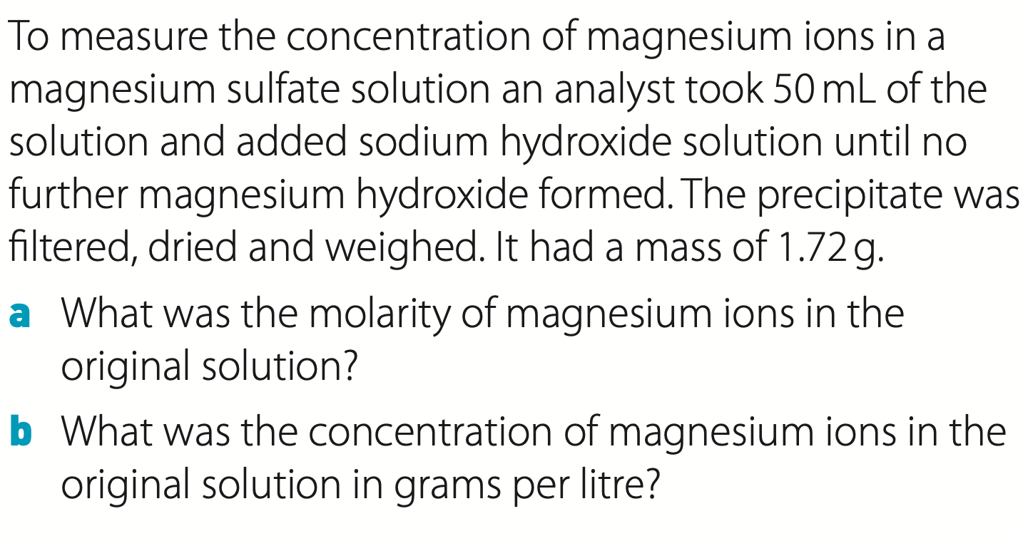 Solved To measure the concentration of magnesium ions in a | Chegg.com