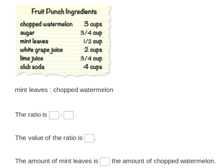 Solved mint leaves: chopped watermelonThe ratio isThe value | Chegg.com