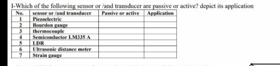 Solved I-Which of the following sensor or /and transducer | Chegg.com