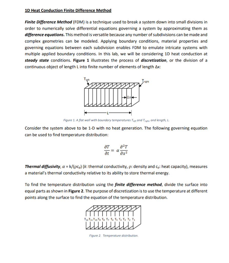 Solved 1d Heat Conduction Finite Difference Method Finite