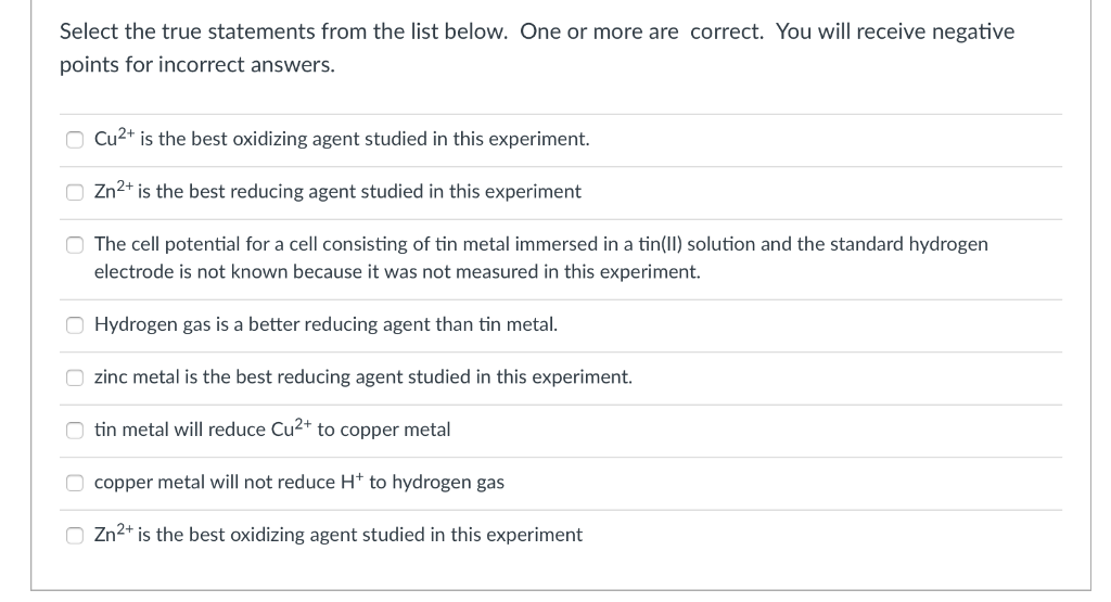 Solved Select the true statements from the list below. One | Chegg.com