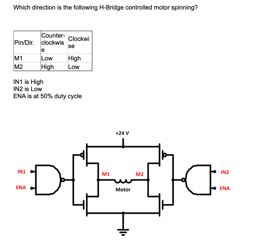 Solved Which direction is the following H-Bridge controlled | Chegg.com