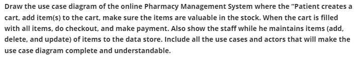 Solved Draw the use case diagram of the online Pharmacy | Chegg.com