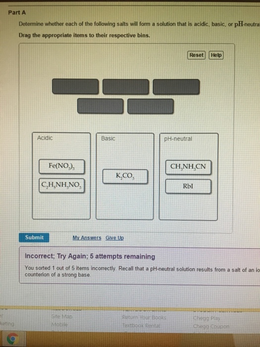 Solved Determine whether each of the following salts will | Chegg.com