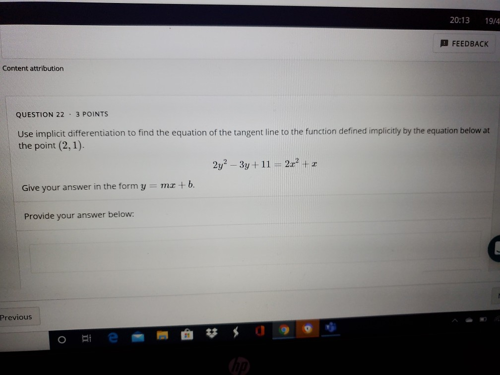 Solved 20:13 1914 P FEEDBACK Content attribution QUESTION | Chegg.com