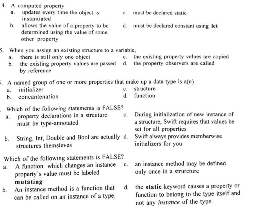 Solved a. c. 4. A computed property updates every time the | Chegg.com