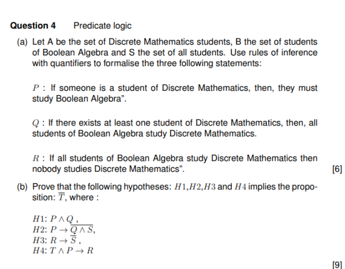 Solved Question 4 Predicate logic (a) Let A be the set of | Chegg.com