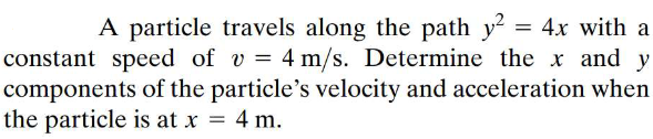 Solved A particle travels along the path y2 = 4x with a | Chegg.com