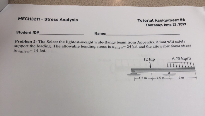 Solved MECH3211- Stress Analysis Tutorial Assignment #6 | Chegg.com
