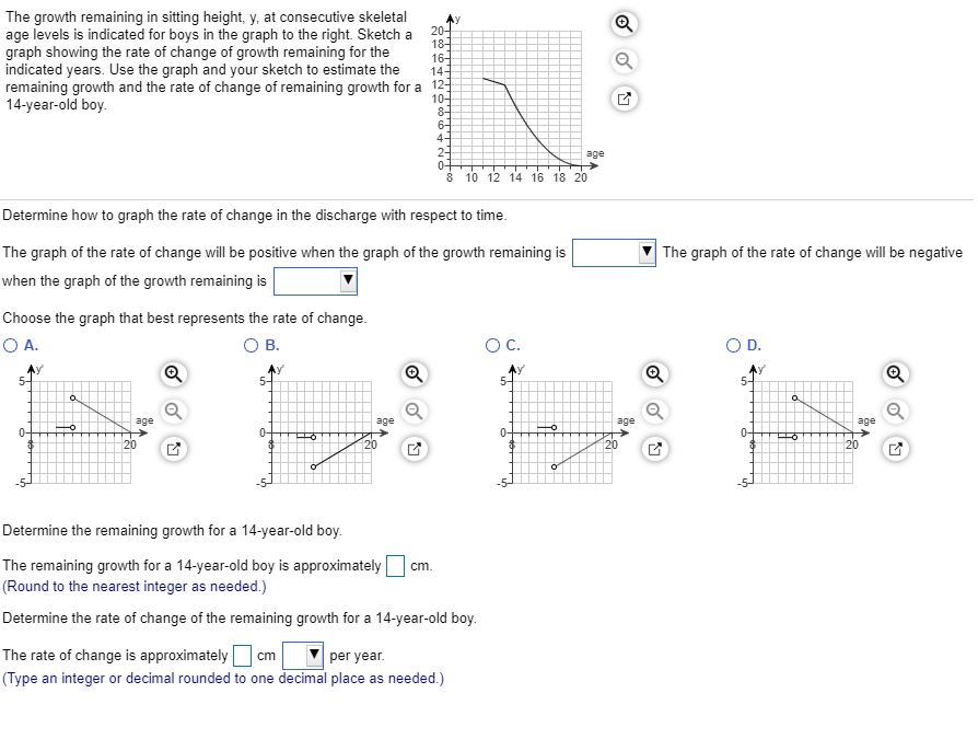 Solved The growth remaining in sitting height, y, at | Chegg.com