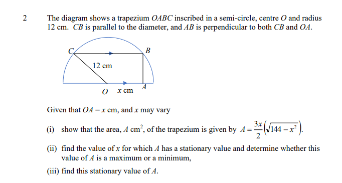 Solved 2 The diagram shows a trapezium OABC inscribed in a | Chegg.com