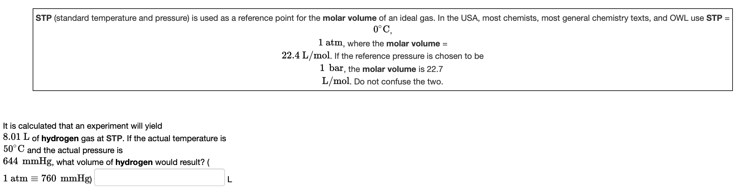 Solved STP (standard temperature and pressure) is used as a | Chegg.com