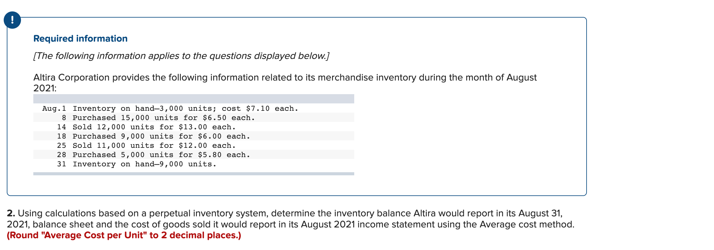 Solved 2. Using calculations based on a perpetual inventory | Chegg.com